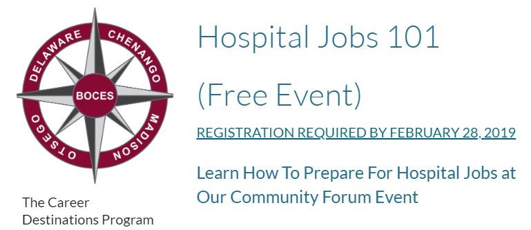 Hospital Jobs 101 at DCMO BOCES - Chenango-Delaware-Otsego Workforce ...